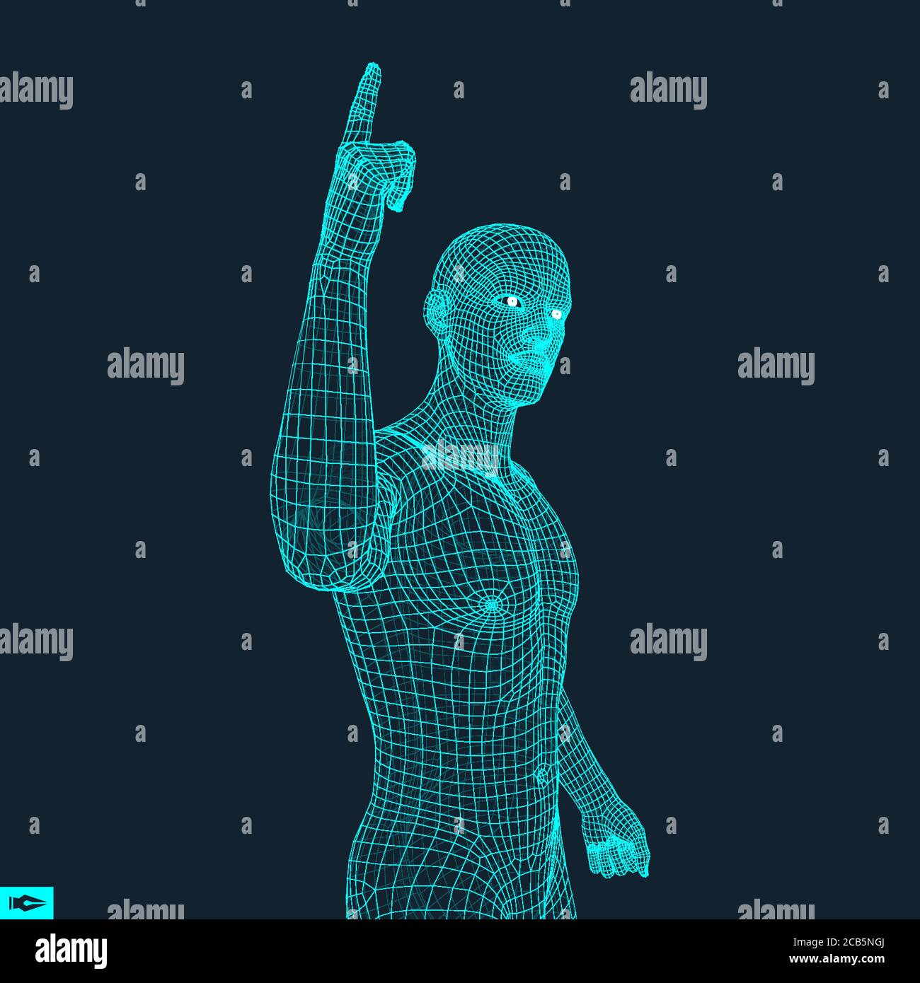 Man Pointing his Finger. 3D Model of Man. Geometric Design. Vector ...