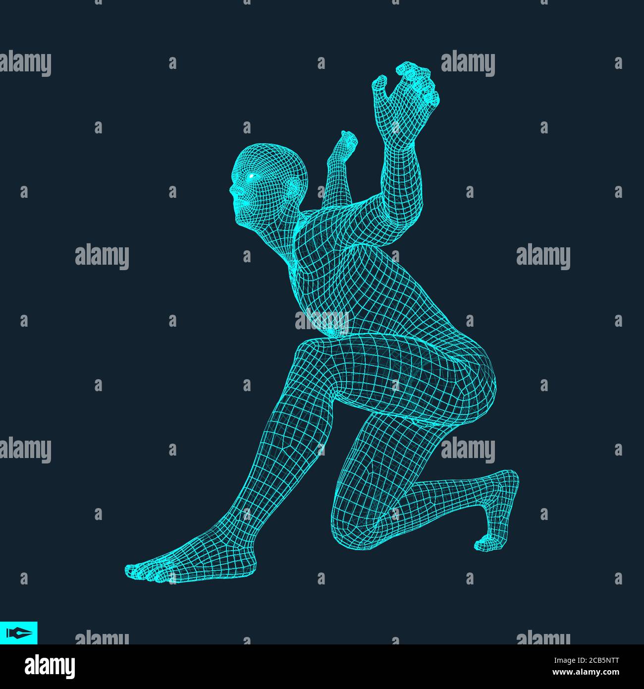 3D Model of Man. Human Body Wire Model. Design Element. Technology ...