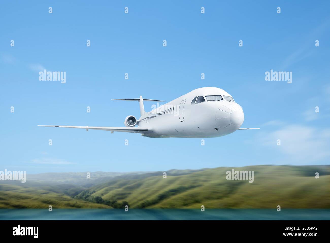 Airplane flying in the air with bright weather Stock Photo - Alamy