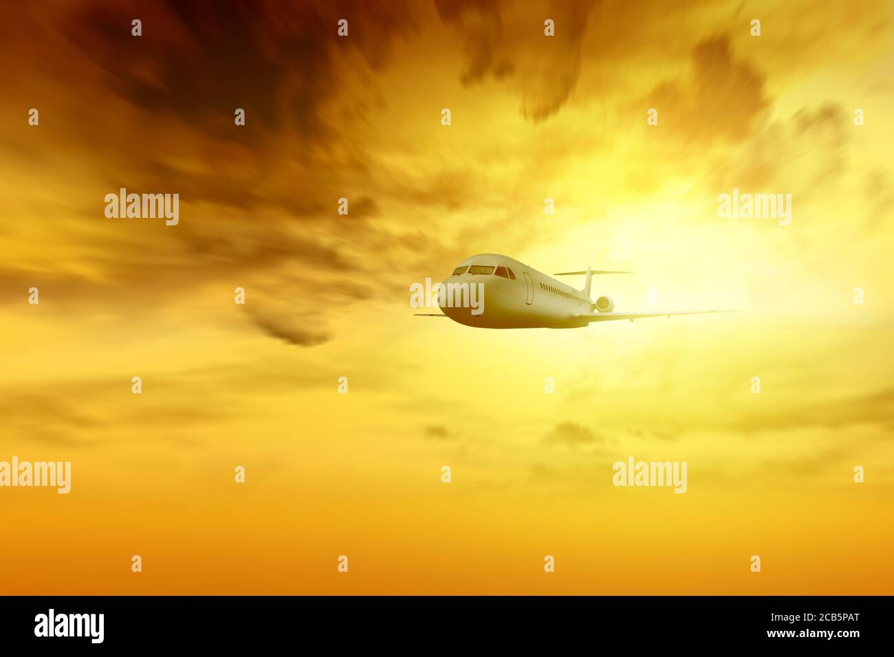 Airplane flying in the air with a dramatic cloud scene Stock Photo - Alamy