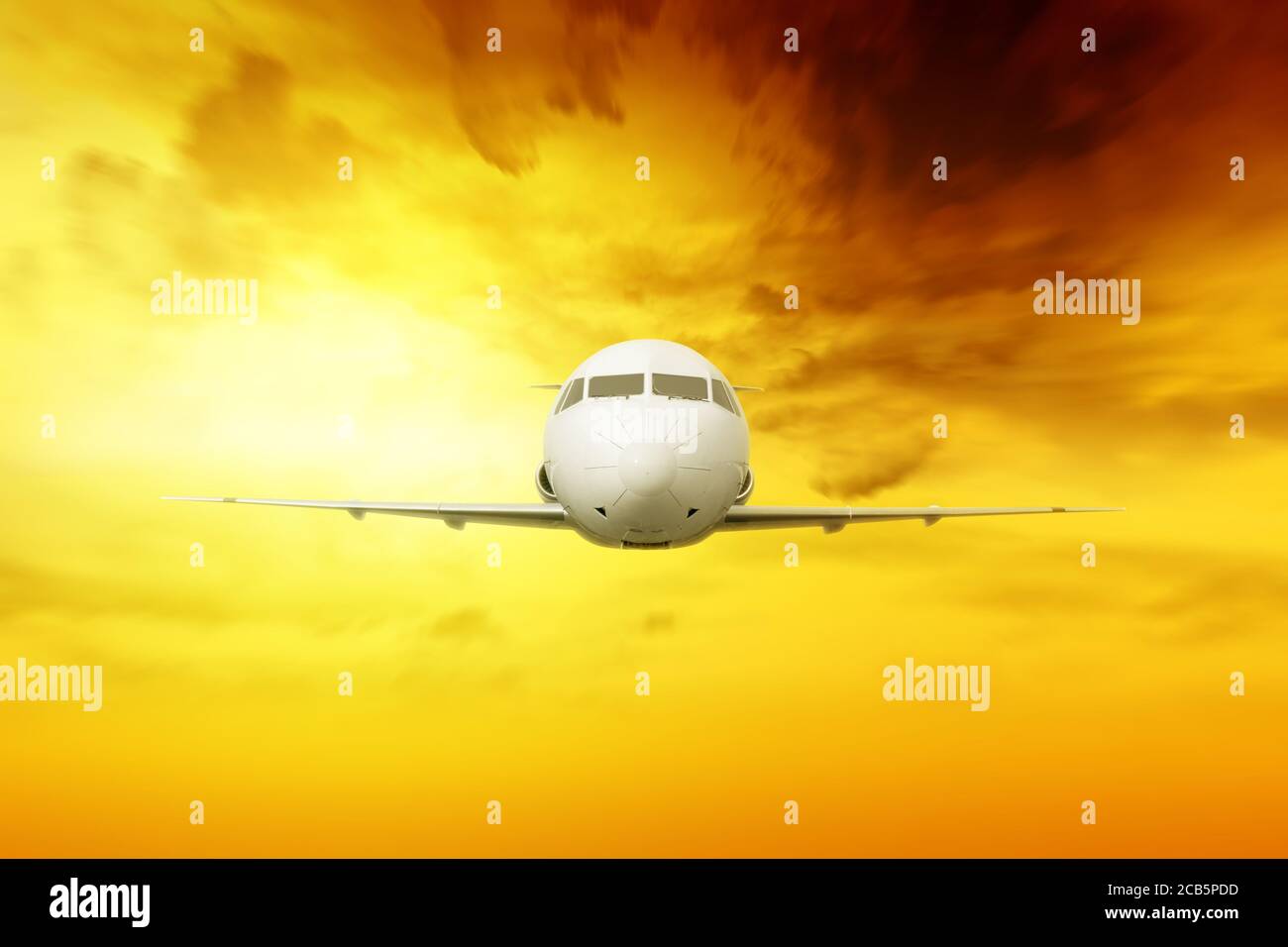 Airplane flying in the air with a dramatic cloud scene Stock Photo - Alamy