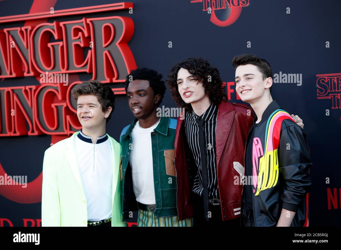 LOS ANGELES - JUN 28: Gaten Matarazzo, Caleb McLaughlin, Finn Wolfhard, Noah Schnapp at the ...