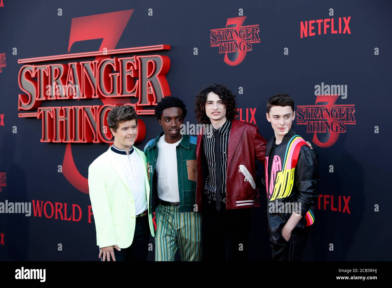 LOS ANGELES - JUN 28: Gaten Matarazzo, Caleb McLaughlin, Finn Wolfhard, Noah Schnapp at the ...