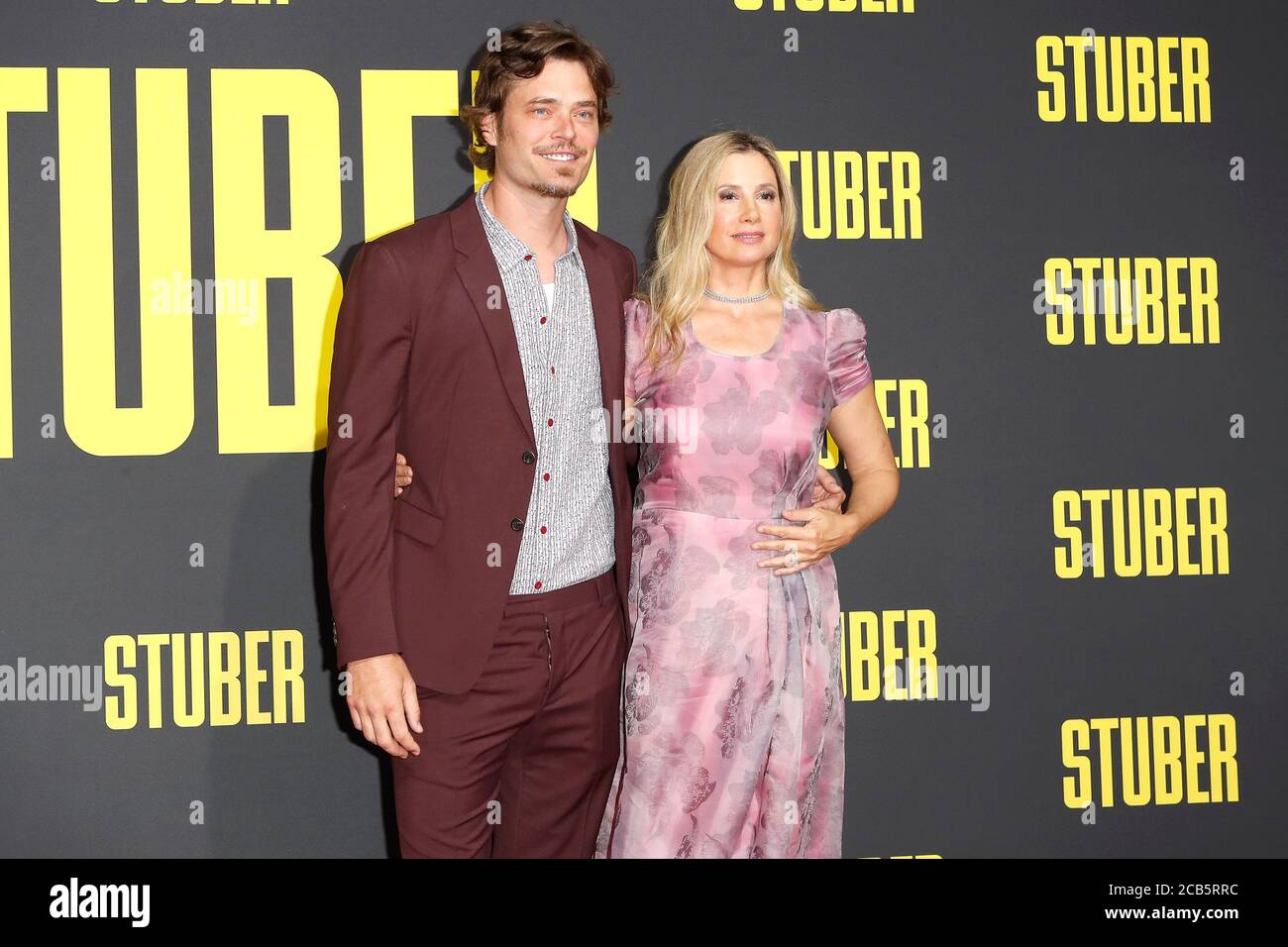 LOS ANGELES - JUL 10: Christopher Backus, Mira Sorvino at the "Stuber ...