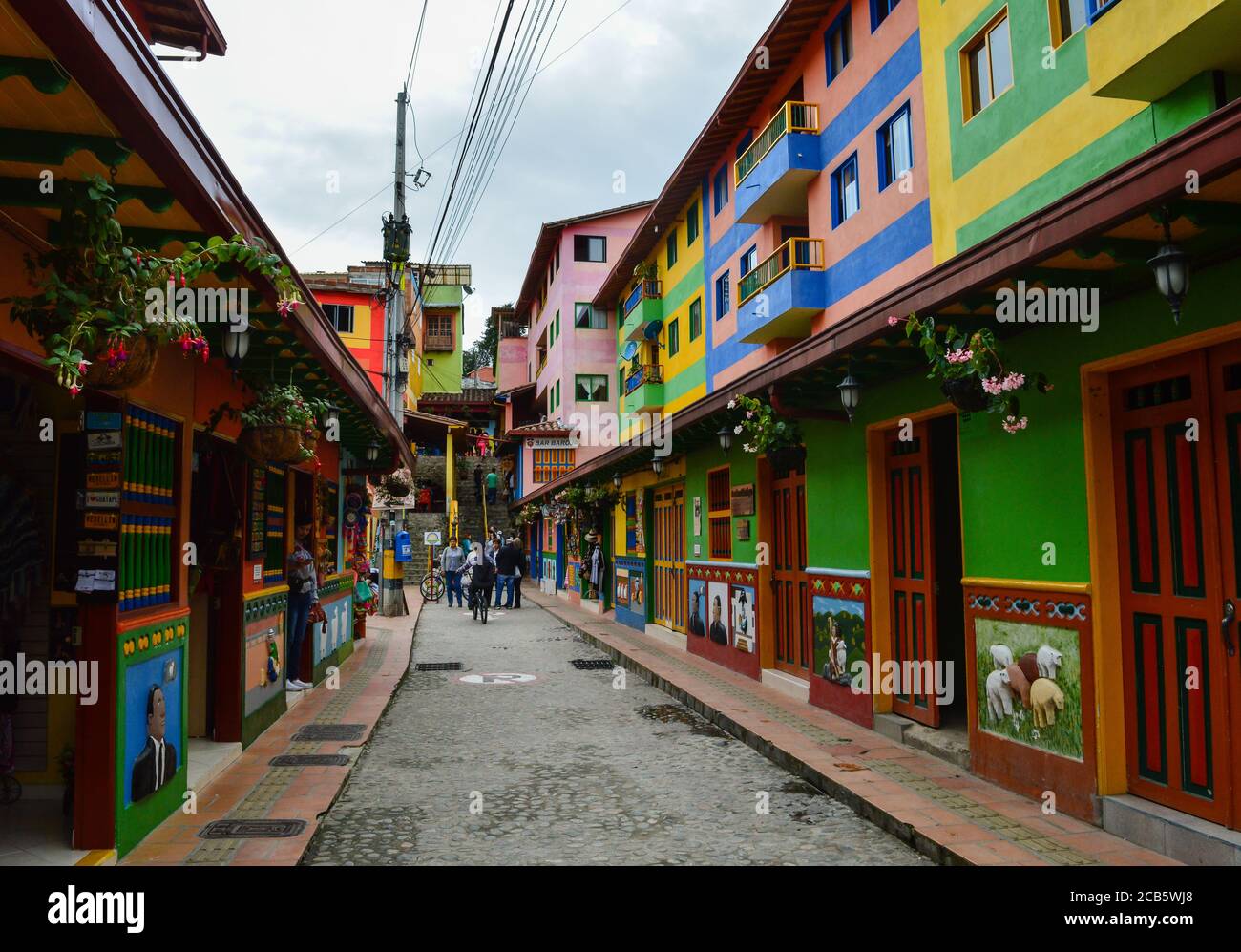 GUATAPE, COLOMBIA - Aug 14, 2018: colored street of historical guatape ...