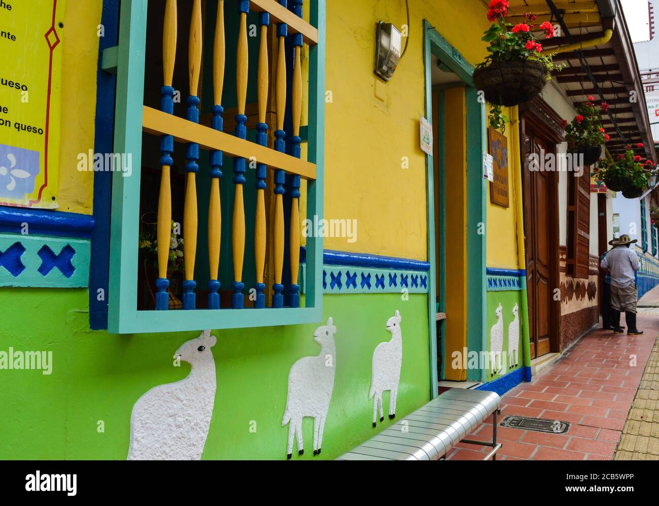 GUATAPE, COLOMBIA - Aug 14, 2018: colored street of historical guatape ...