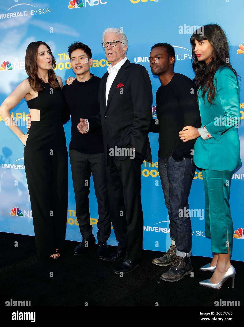 LOS ANGELES - JUN 7: D'Arcy Carden, Manny Jacinto, Ted Danson, William ...
