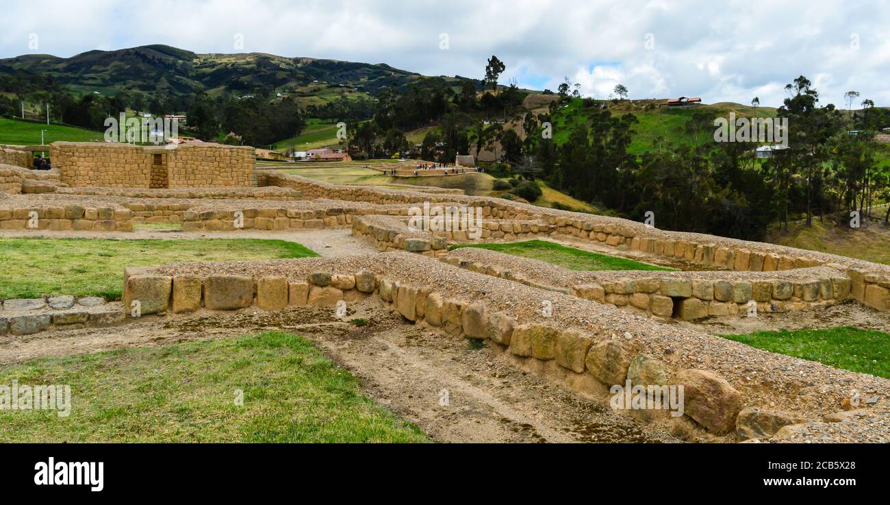CANAR, ECUADOR - Aug 04, 2018: Base walls and pyramid of the ...