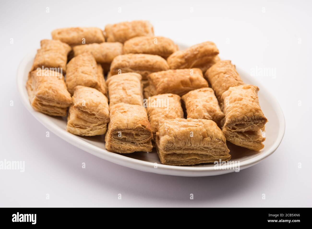 Khari Puff biscuit or crispy pastry is an Indian tea time snack Stock ...