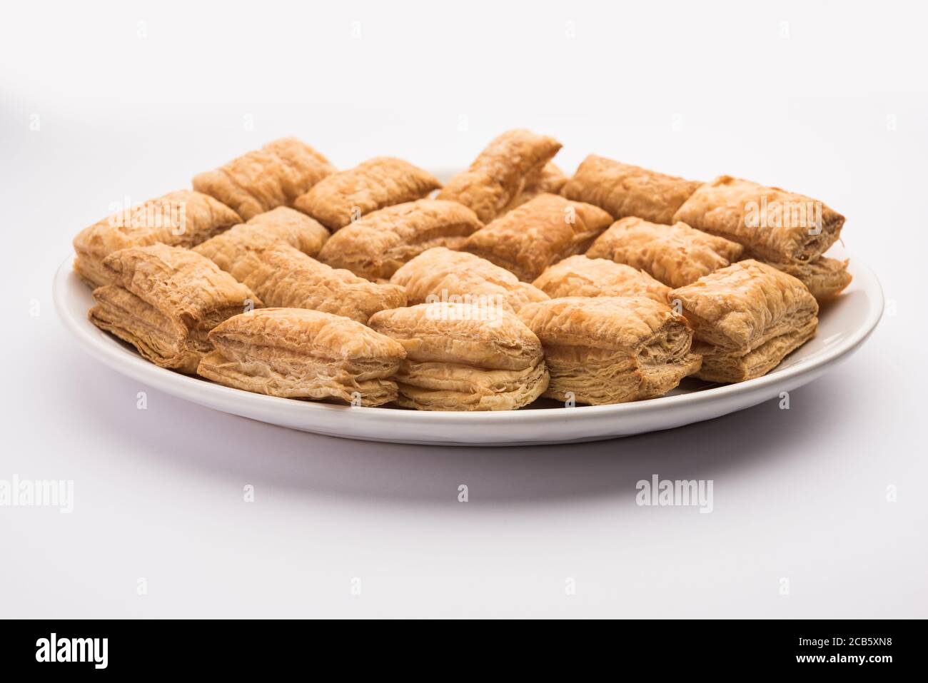 Khari Puff biscuit or crispy pastry is an Indian tea time snack Stock ...
