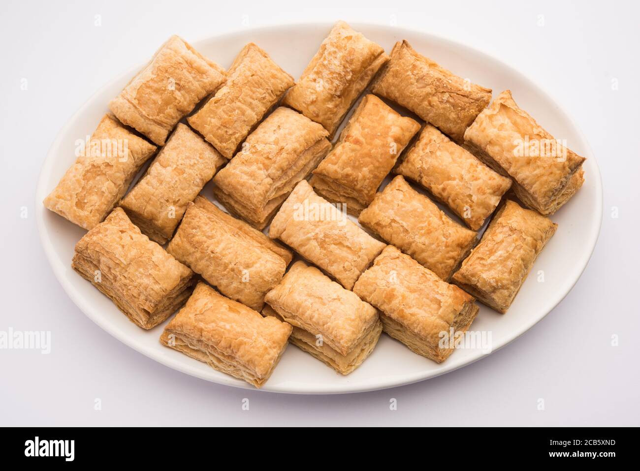 Khari Puff biscuit or crispy pastry is an Indian tea time snack Stock ...
