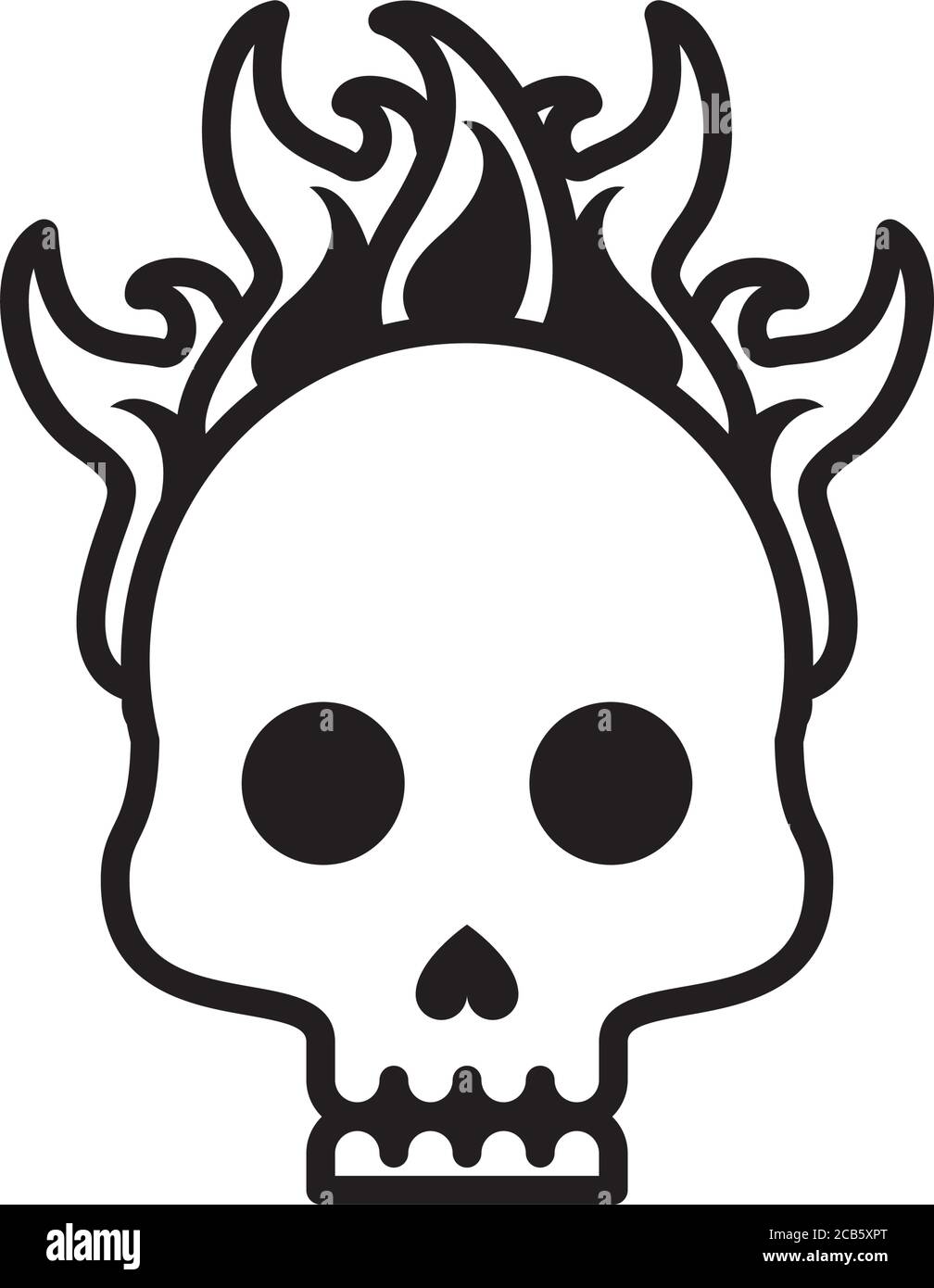 death skull head on fire line style vector illustration design Stock ...