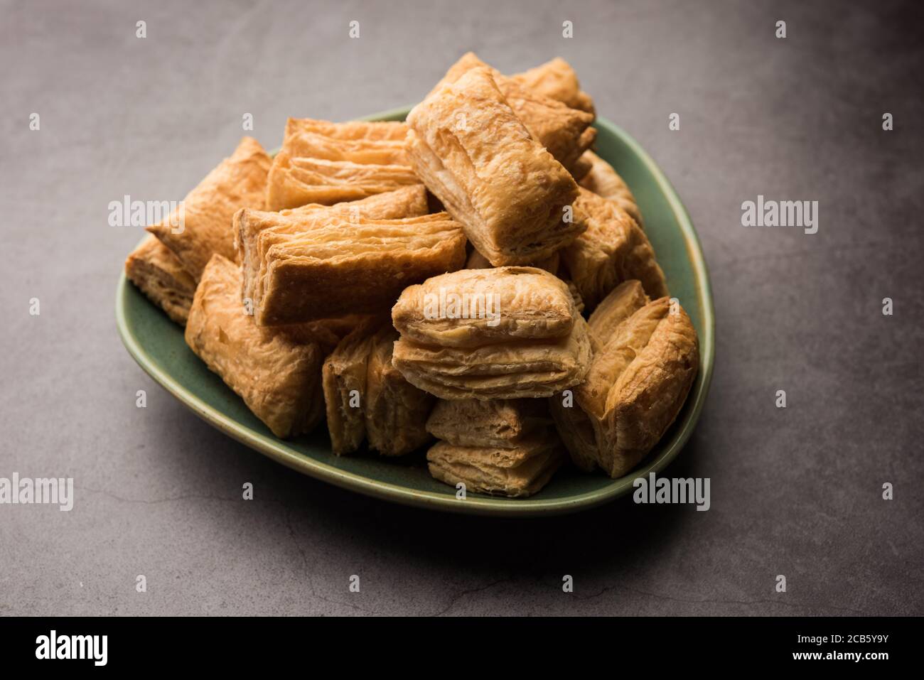 Khari Puff biscuit or crispy pastry is an Indian tea time snack Stock ...