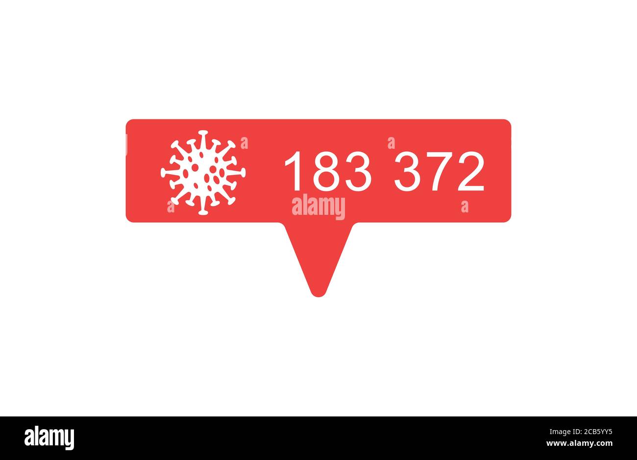 virus bacteria and number of infected in red speech bubble on white ...