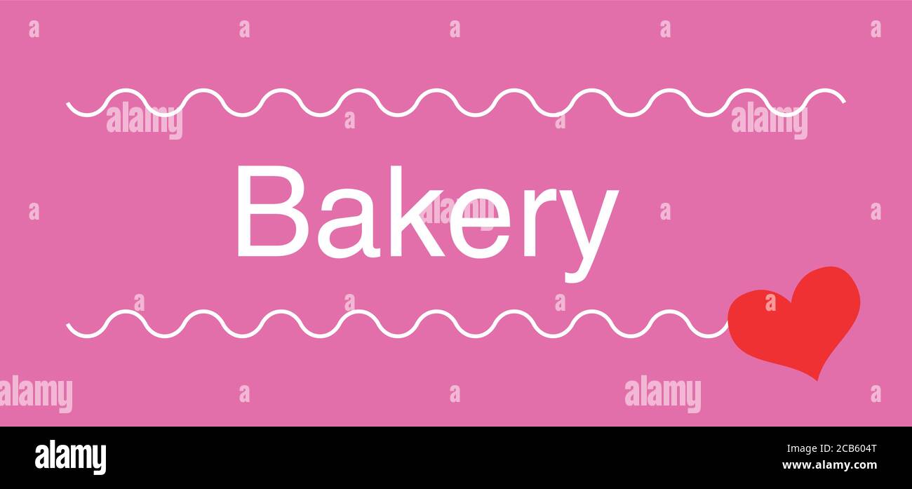 pink bakery label with red heart and curved lines Stock Vector Image ...
