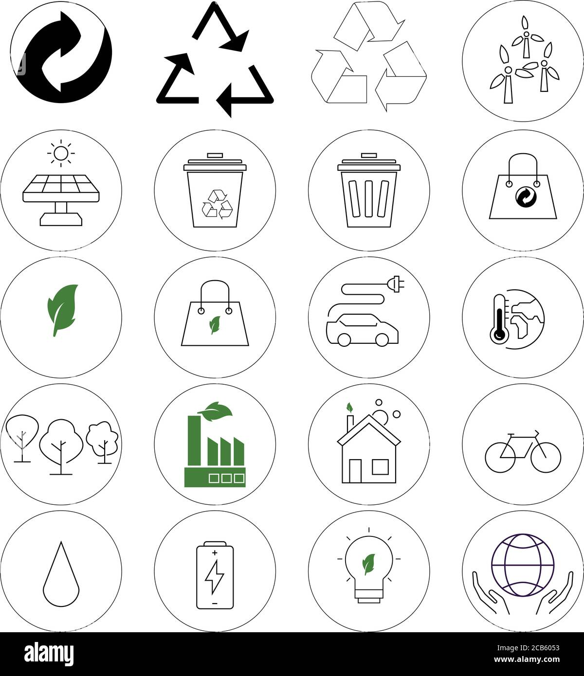 vector environmental icons in circles on white background Stock Vector ...