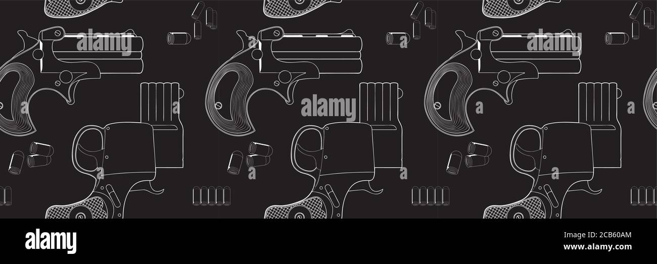Vector seamless pattern. Firearms, Shooting gun, handgun Stock Vector ...