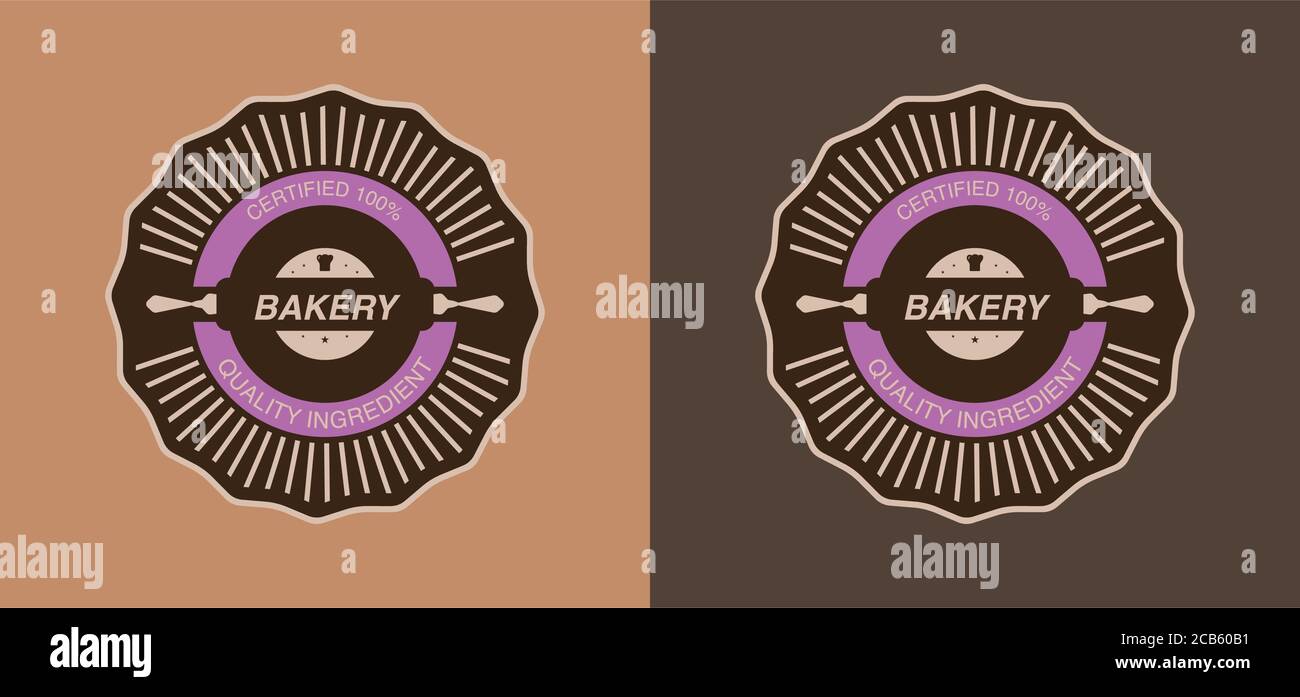 set of brown bakery labels with quality ingredient lettering Stock ...