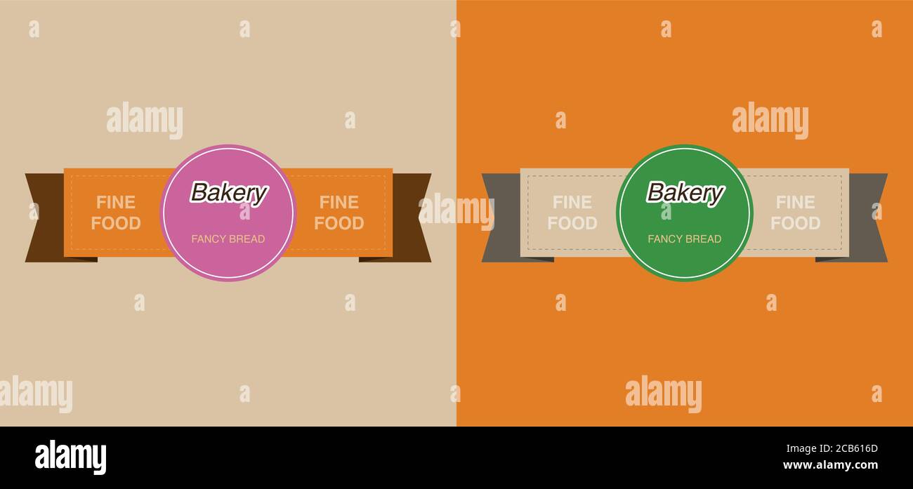 set of colorful bakery labels with fine food lettering Stock Vector ...