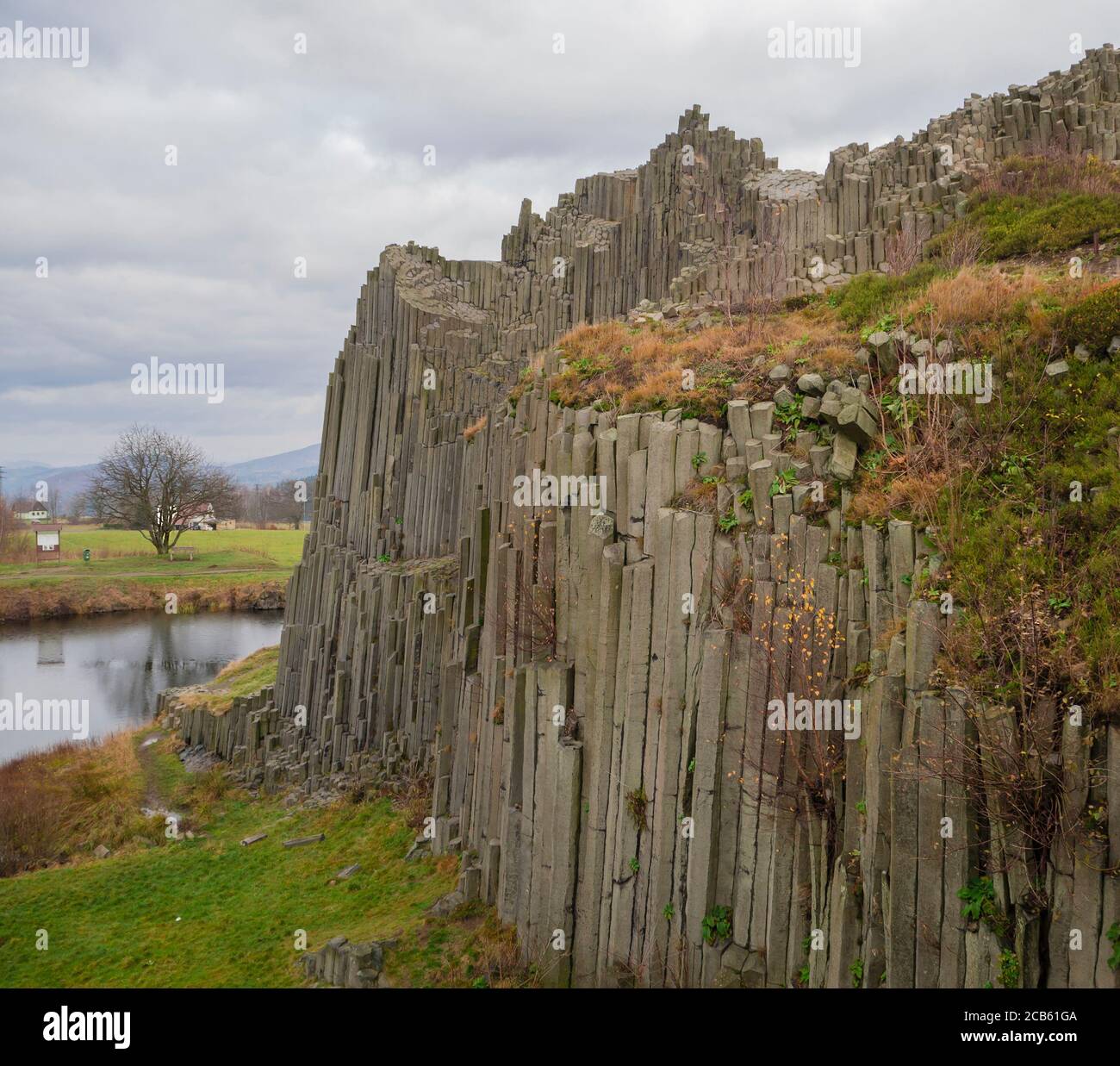 basalt column pillars lava vulcanic rock formation organ shape with ...