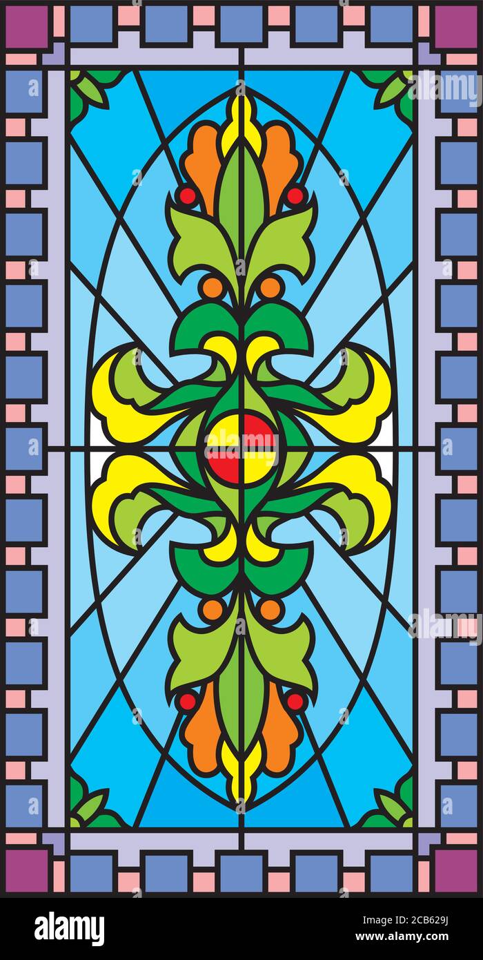 Stained glass. vector image of a patterned grid for windows Stock ...