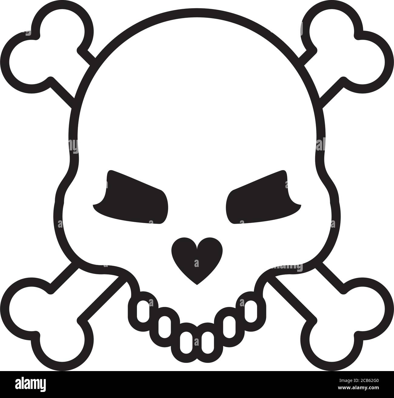 death skull with bones crossed line style icon vector illustration ...