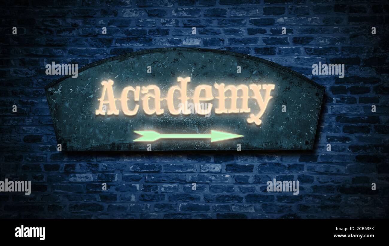 Street Sign the Direction Way to Academy Stock Photo - Alamy