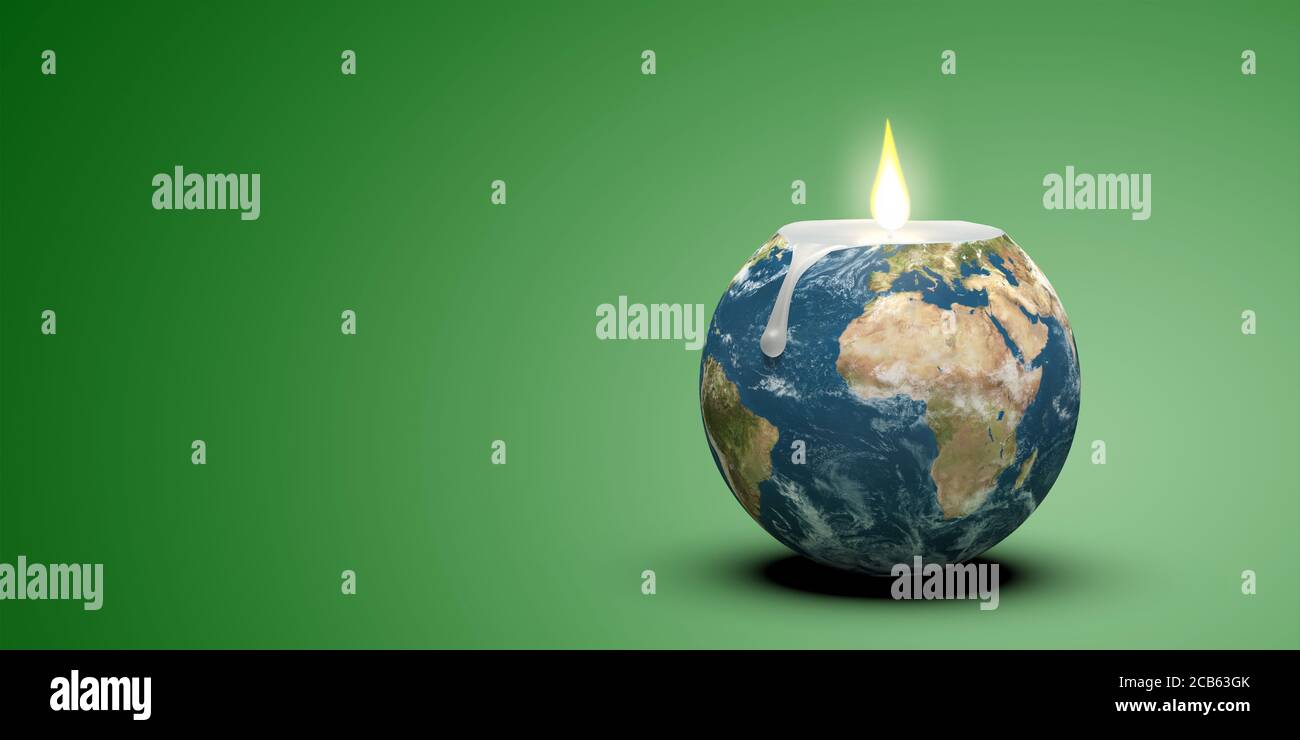 the earth burning up like a candle 3D rendering Stock Photo - Alamy