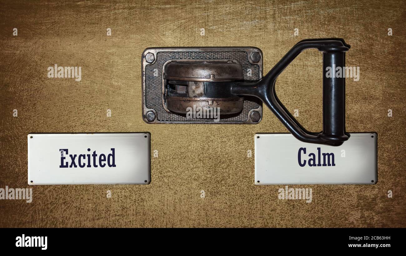 Street Sign the Direction Way to Calm versus Excited Stock Photo - Alamy