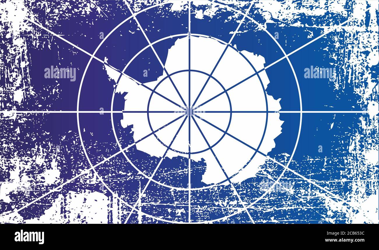 Flags of Antarctica. Flag of the Antarctic Treaty. Wrinkled dirty spots ...