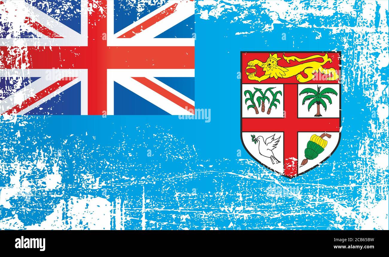 Flag of Fiji. Wrinkled dirty spots. Can be used for design, stickers ...