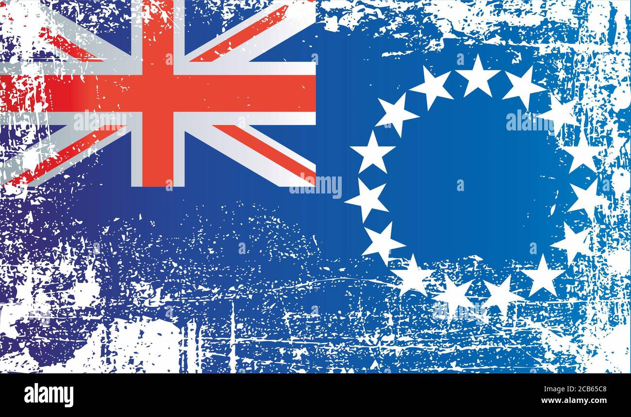 Flag of the Cook Islands. Wrinkled dirty spots. Can be used for design ...