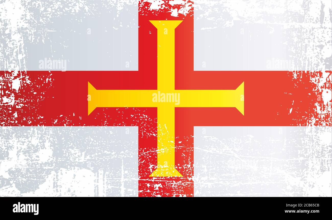Flag of Guernsey, Channel Islands. Wrinkled dirty spots. Can be used ...