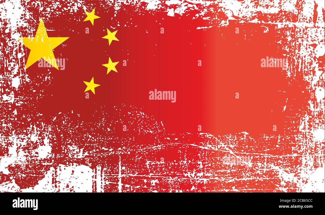 Flag of China, People's Republic of China. Wrinkled dirty spots. Can be ...