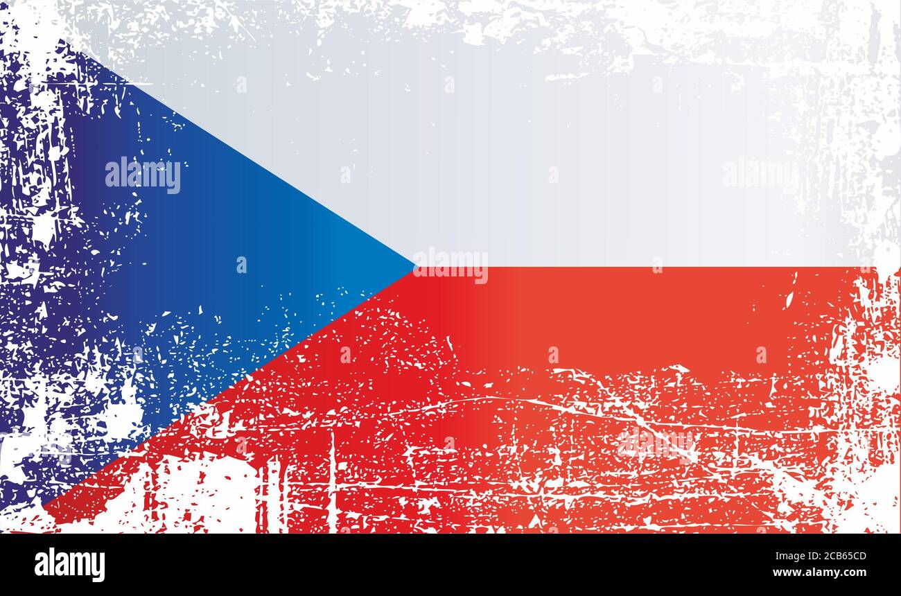 Flag of the Czech Republic. Wrinkled dirty spots. Can be used for ...