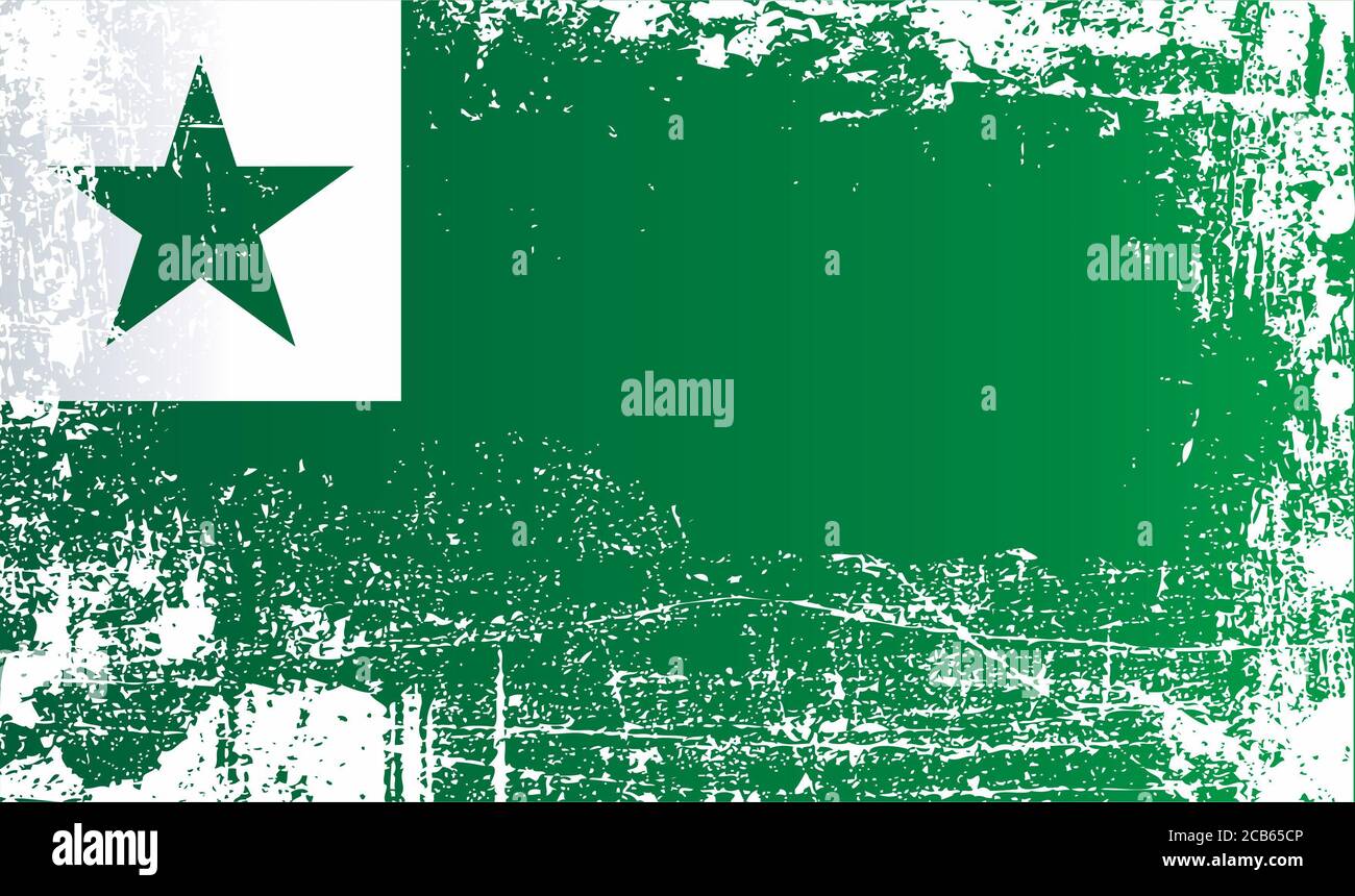 Esperanto flags. Wrinkled dirty spots. Can be used for design, stickers ...