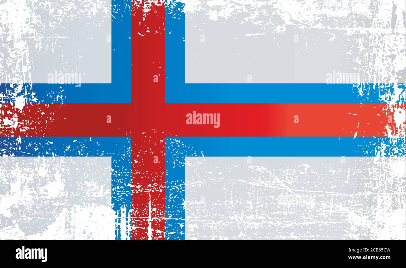 Flag of the Faroe Islands, Denmark. Wrinkled dirty spots. Can be used ...
