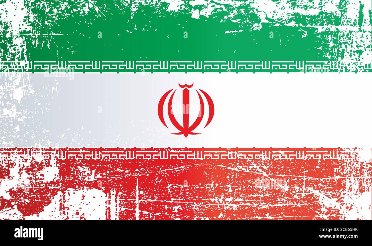 Flag of Iran, Islamic Republic of Iran. Wrinkled dirty spots. Can be ...