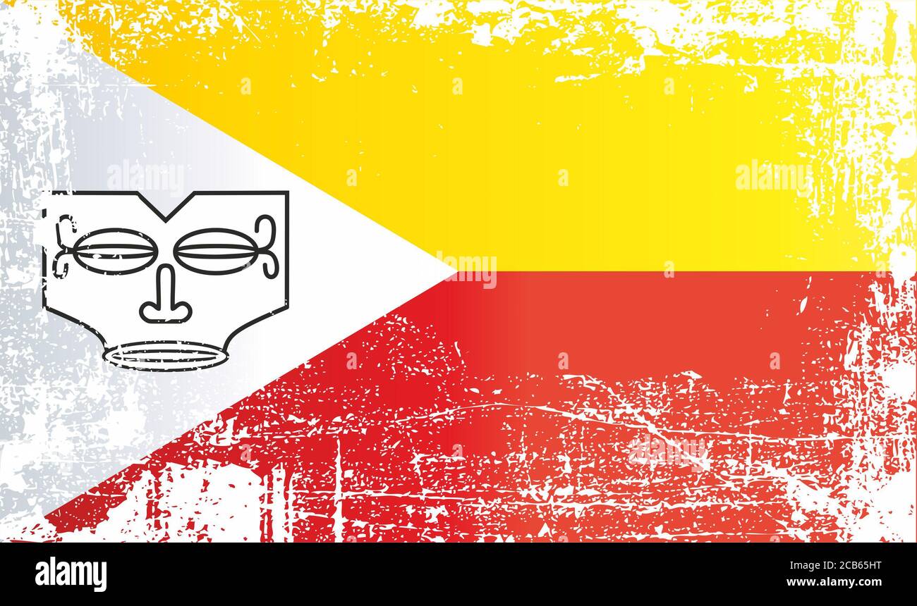 Flag of the Marquesas Islands, French Polynesia. Wrinkled dirty spots ...