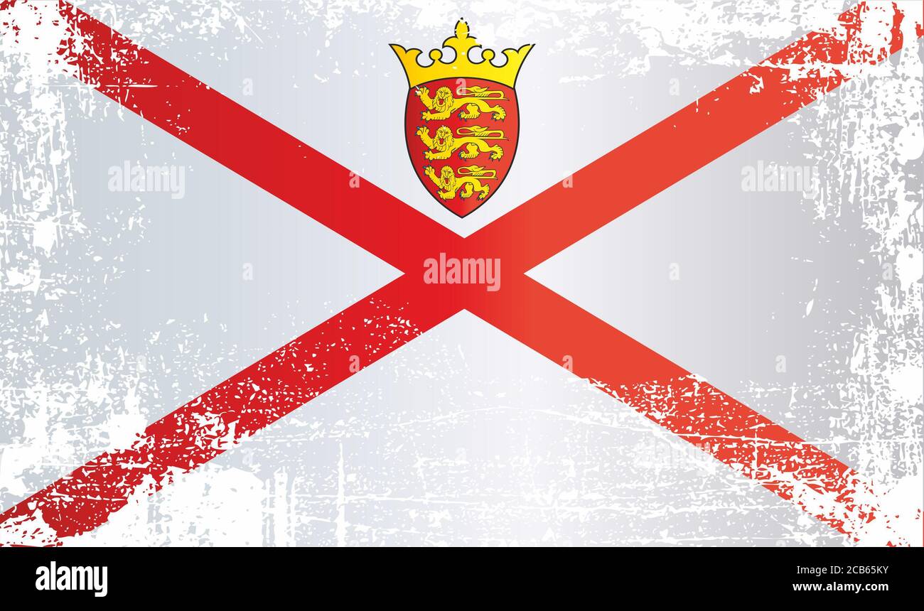 Flag of Jersey, Bailiwick of Jersey. Wrinkled dirty spots. Can be used for design, stickers ...