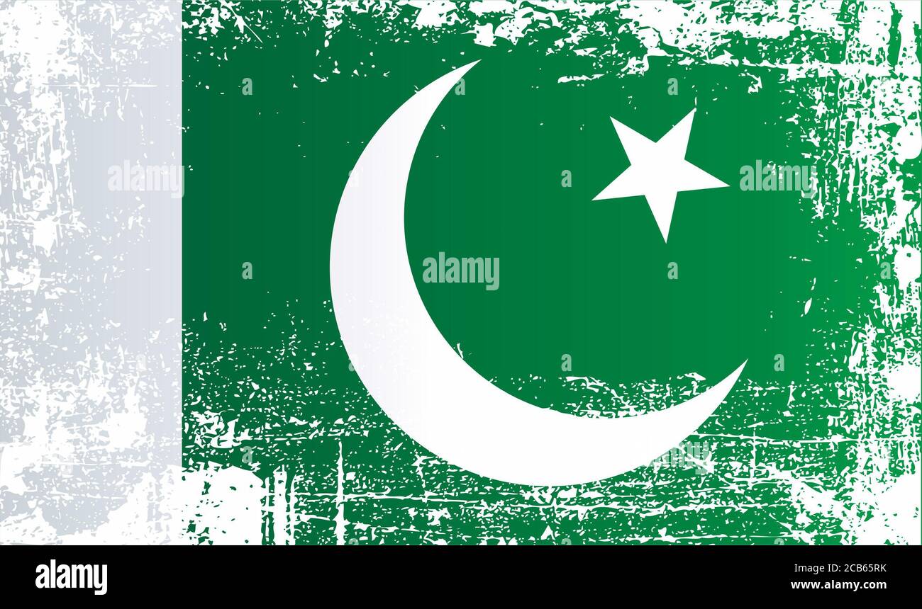 Flag of Pakistan, Islamic Republic of Pakistan. Wrinkled dirty spots ...
