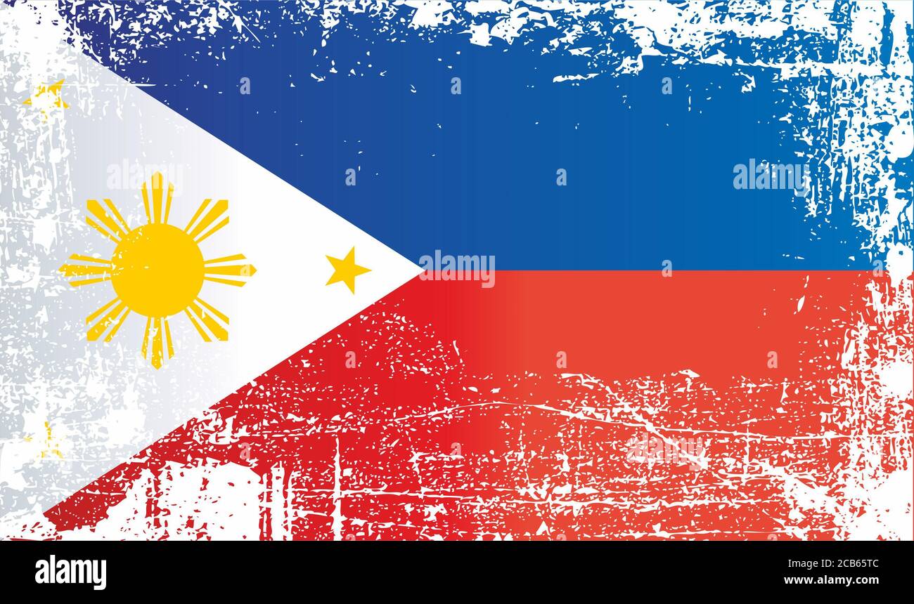 Flag of the Philippines, Republic of the Philippines, Wrinkled dirty ...