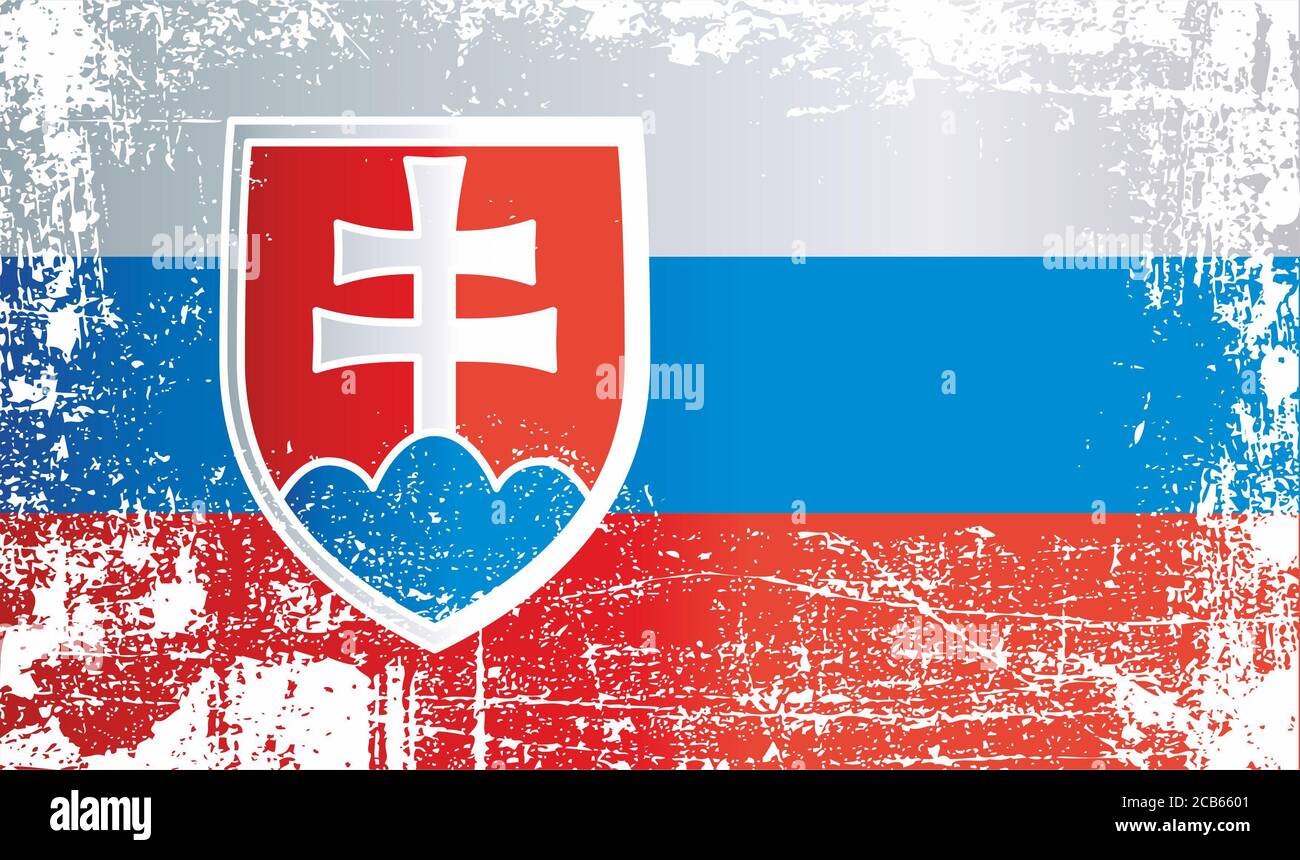 Flag of Slovakia. Wrinkled dirty spots. Can be used for design ...