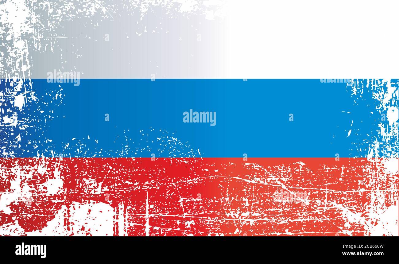 Flag of Russia, Russian Federation, Wrinkled dirty spots. Can be used ...