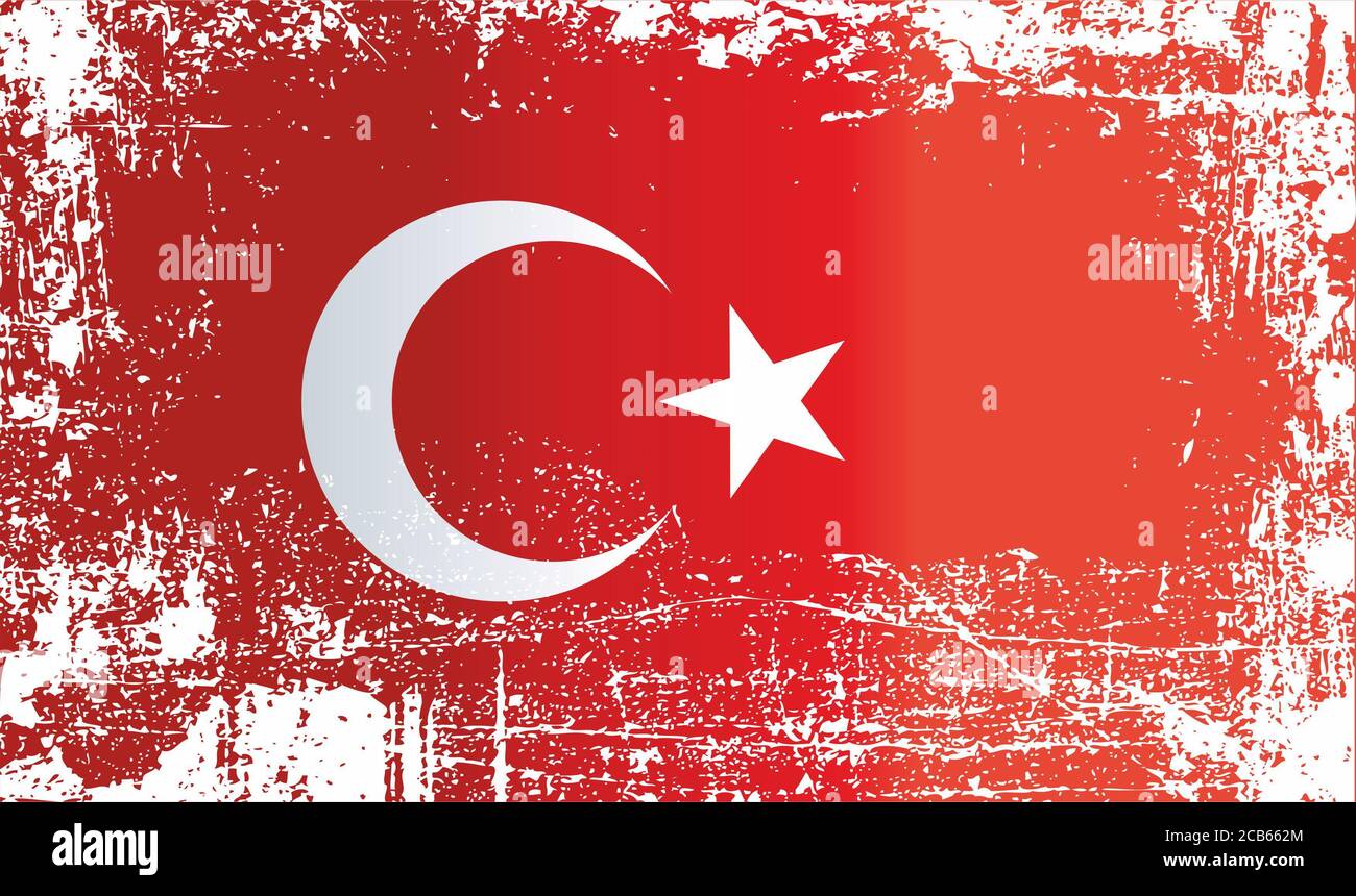 Flag of Turkey, Wrinkled dirty spots. Can be used for design, stickers ...