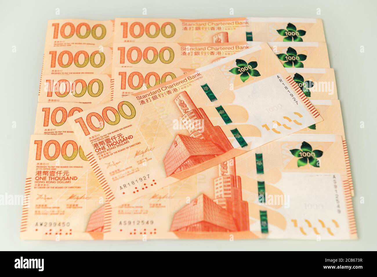 Hong Kong,China:10 Aug,2020. $1000 bills issued by Standard Chartered ...