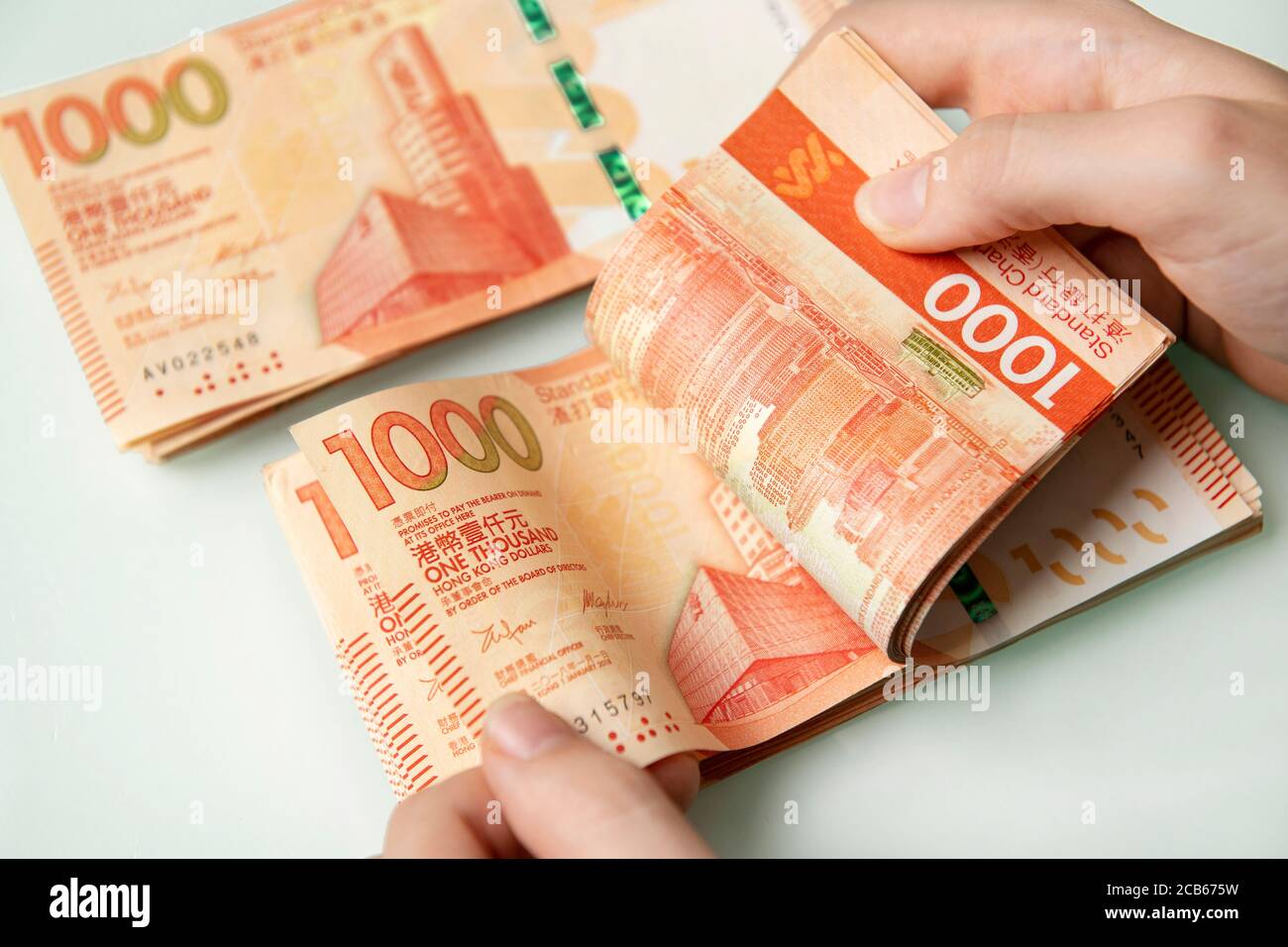 Hong Kong,China:10 Aug,2020. $1000 bills issued by Standard Chartered ...