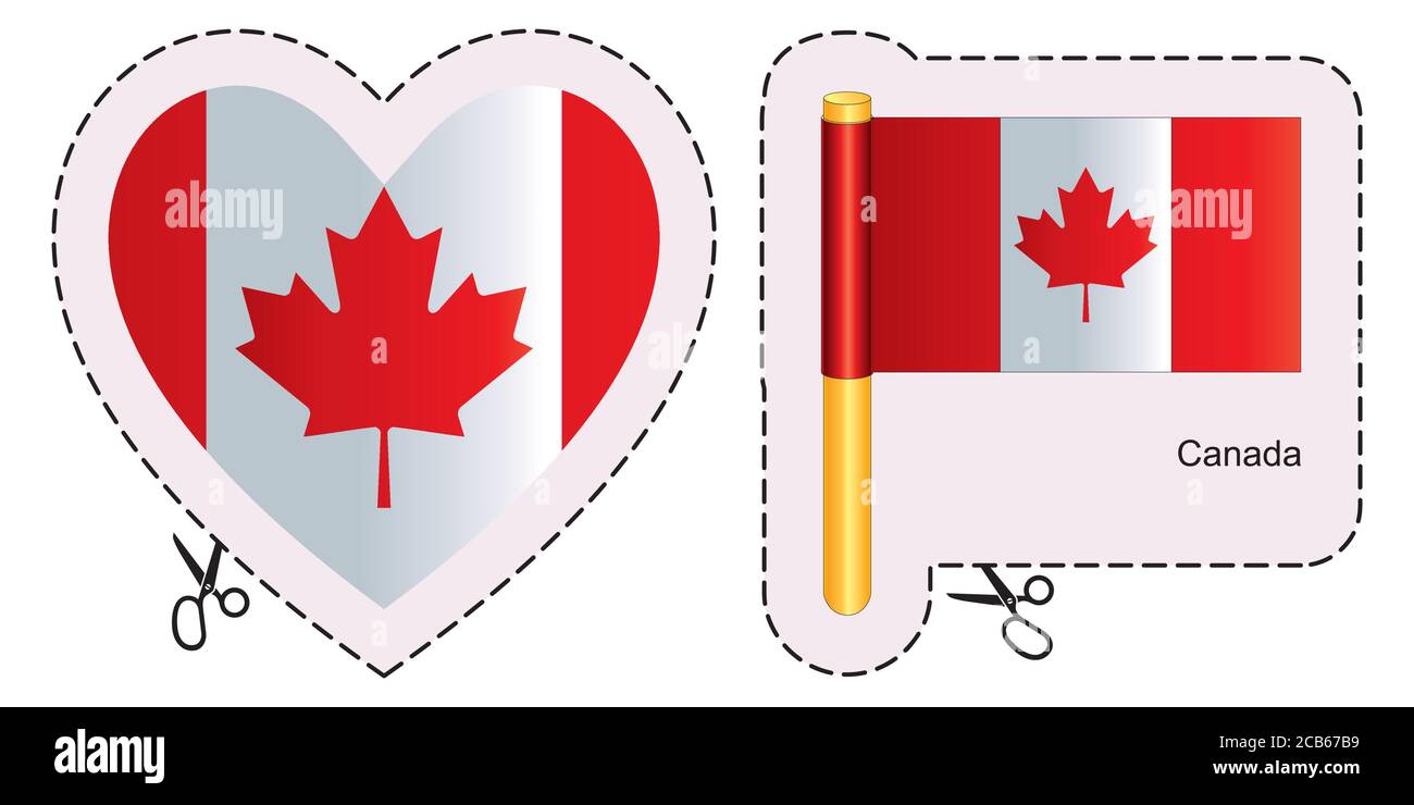 Flag of Canada. Vector cut sign here, isolated on white. Can be used ...