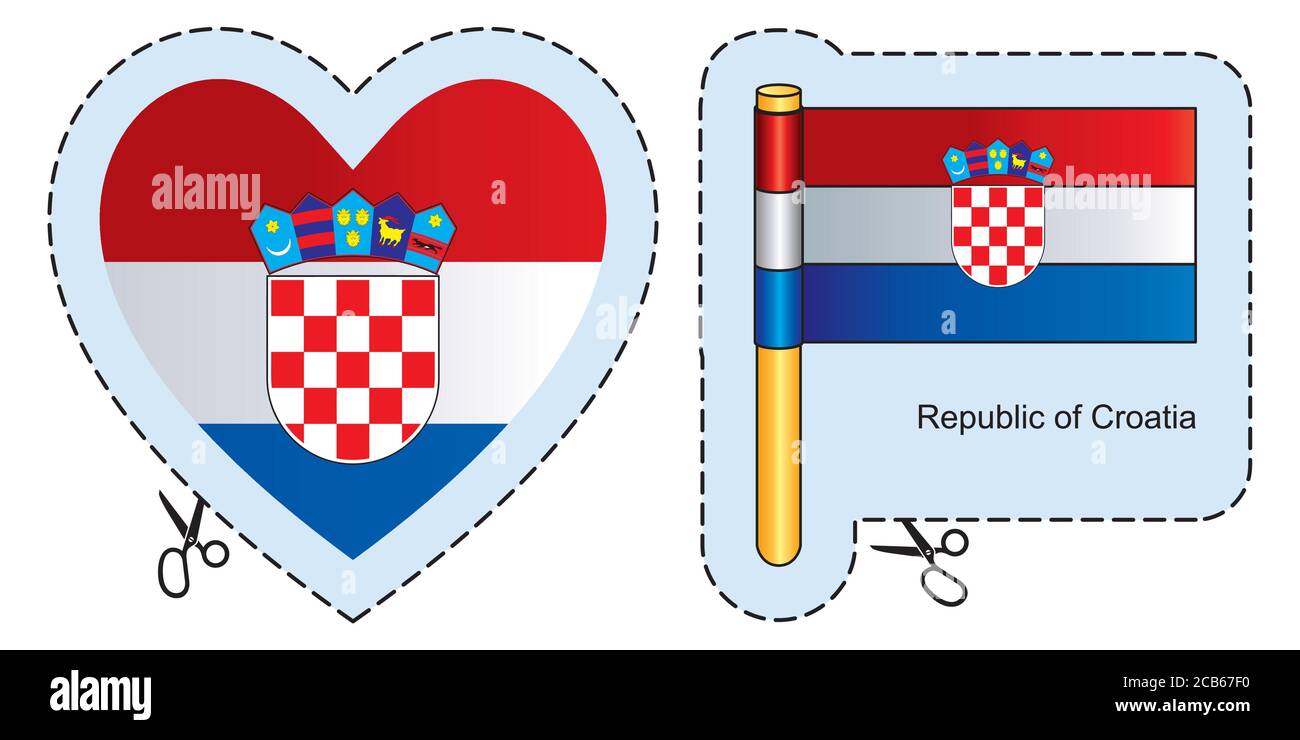 Flag of Croatia. Vector cut sign here, isolated on white. Can be used ...