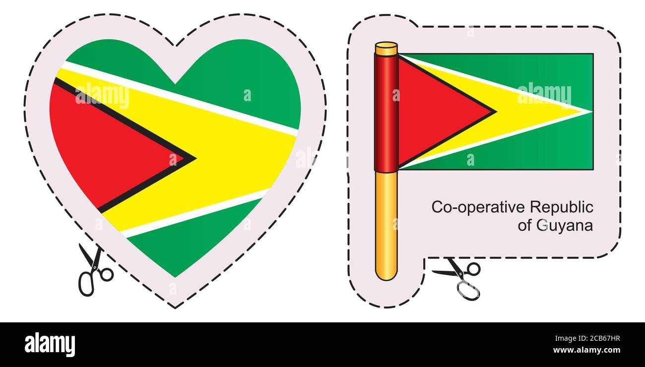 Flag of Guyana. Vector cut sign here, isolated on white. Can be used ...